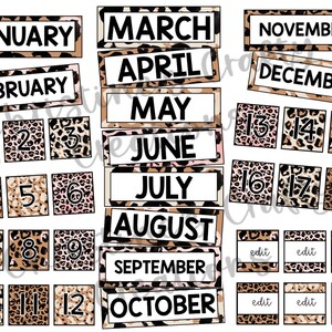 Leopard Calendar Labels L Editable - Etsy
