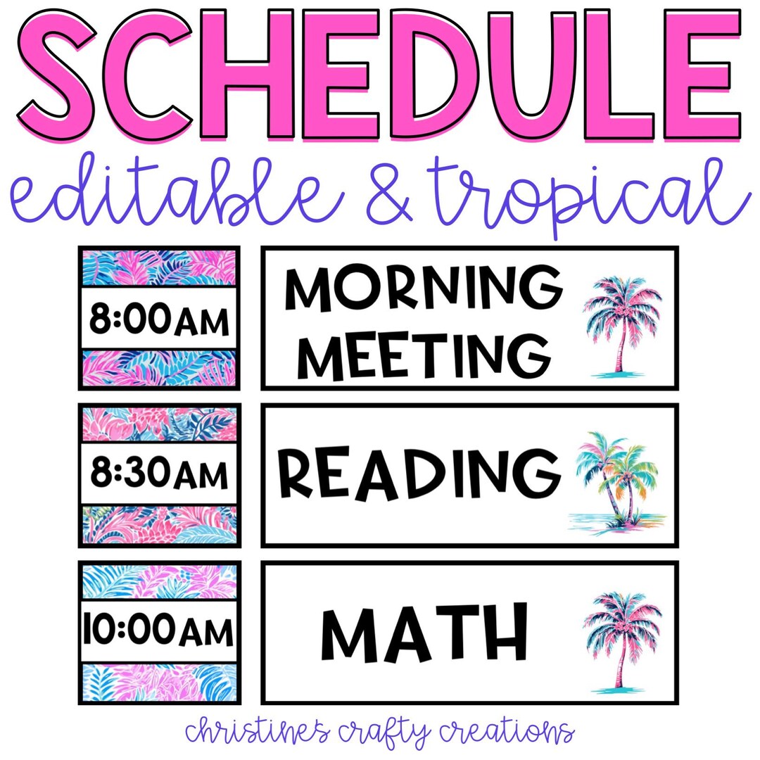 Preppy and Tropical Schedule L Editable - Etsy