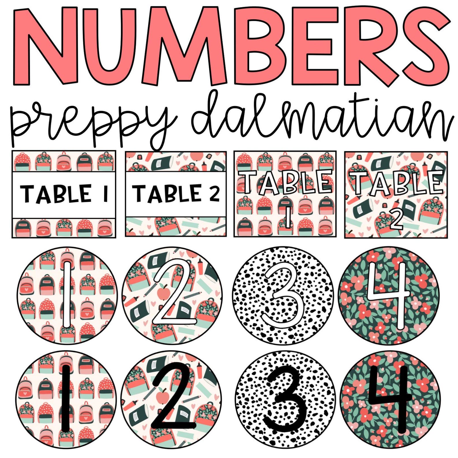 Preppy Dalmatian Table and Cubby Numbers - Etsy