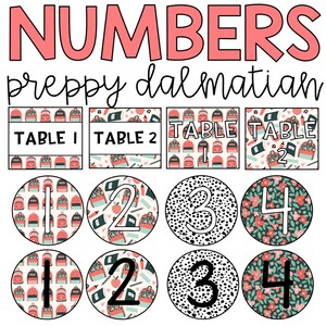 Preppy Dalmatian Table and Cubby Numbers - Etsy
