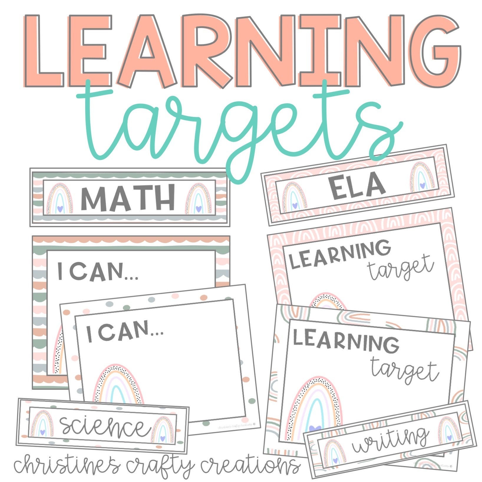BOHO Learning Targets L Editable - Etsy