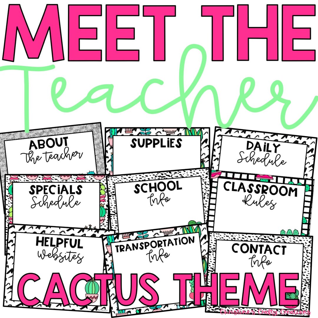 Meet the Teacher Powerpoint L Editable Cactus Theme - Etsy
