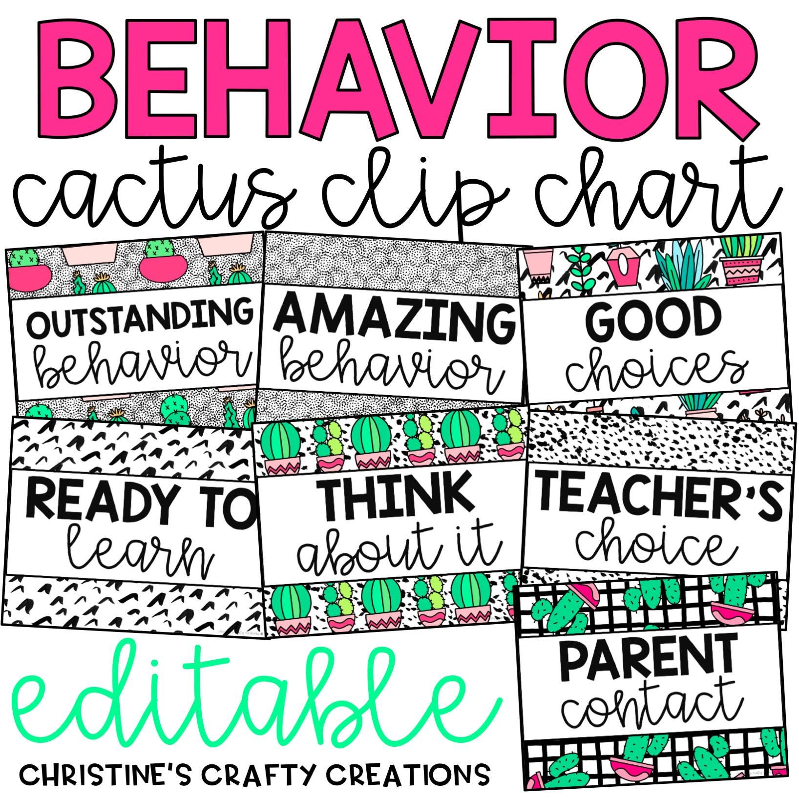 Cactus Behavior Chart L Editable Clip Chart - Etsy