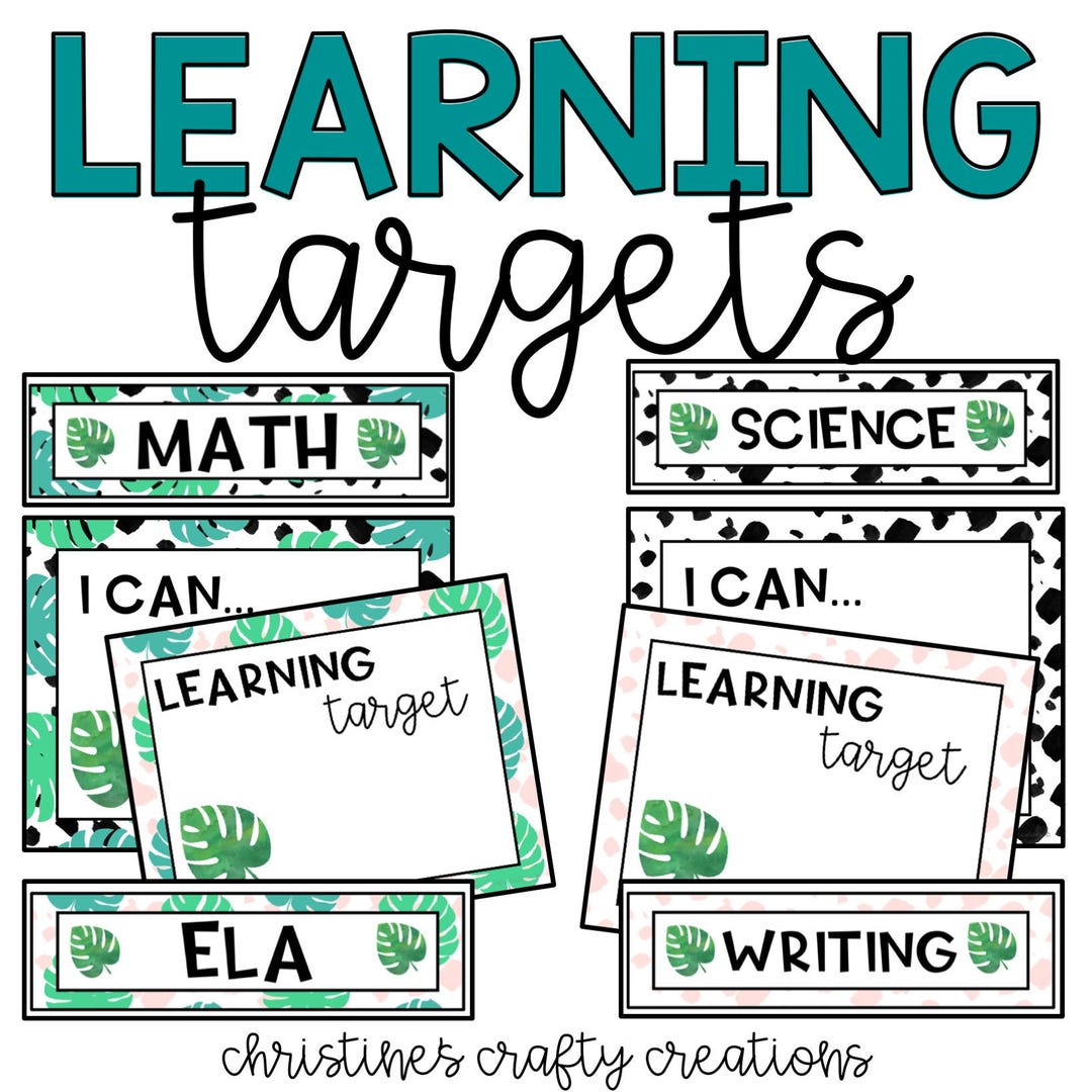Tropical Leaves Learning Targets L Editable - Etsy