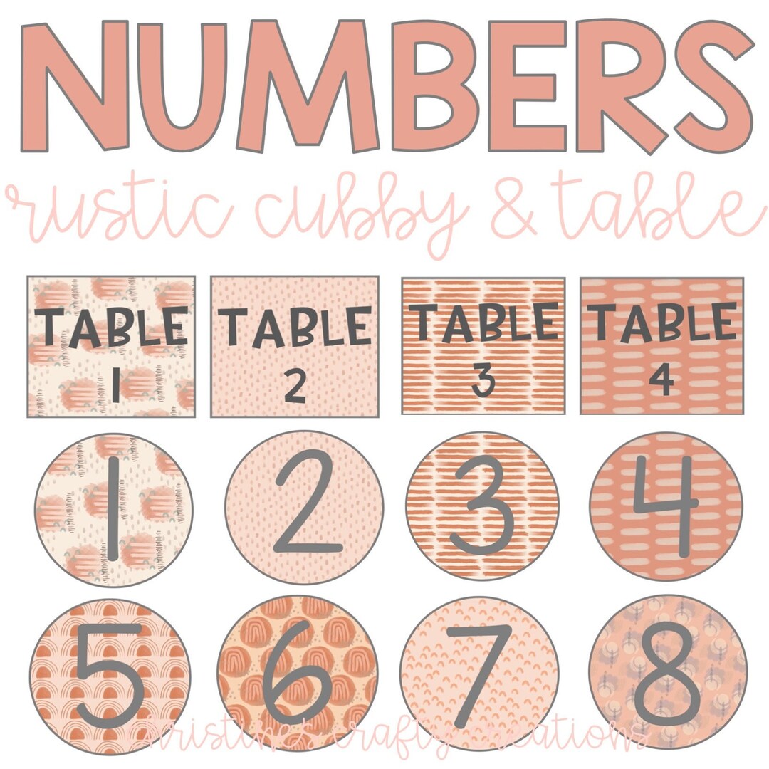 Rustic Boho Table and Cubby Numbers - Etsy