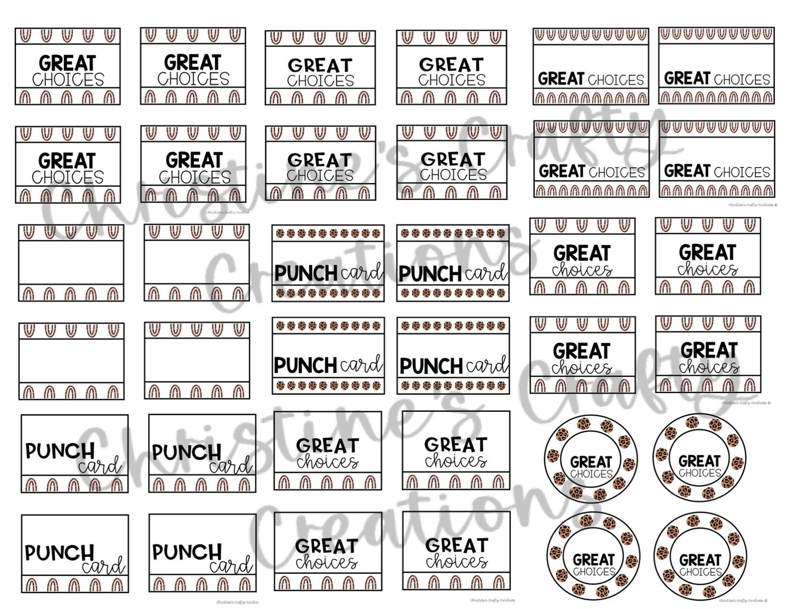 Leopard Punch Cards L Editable - Etsy