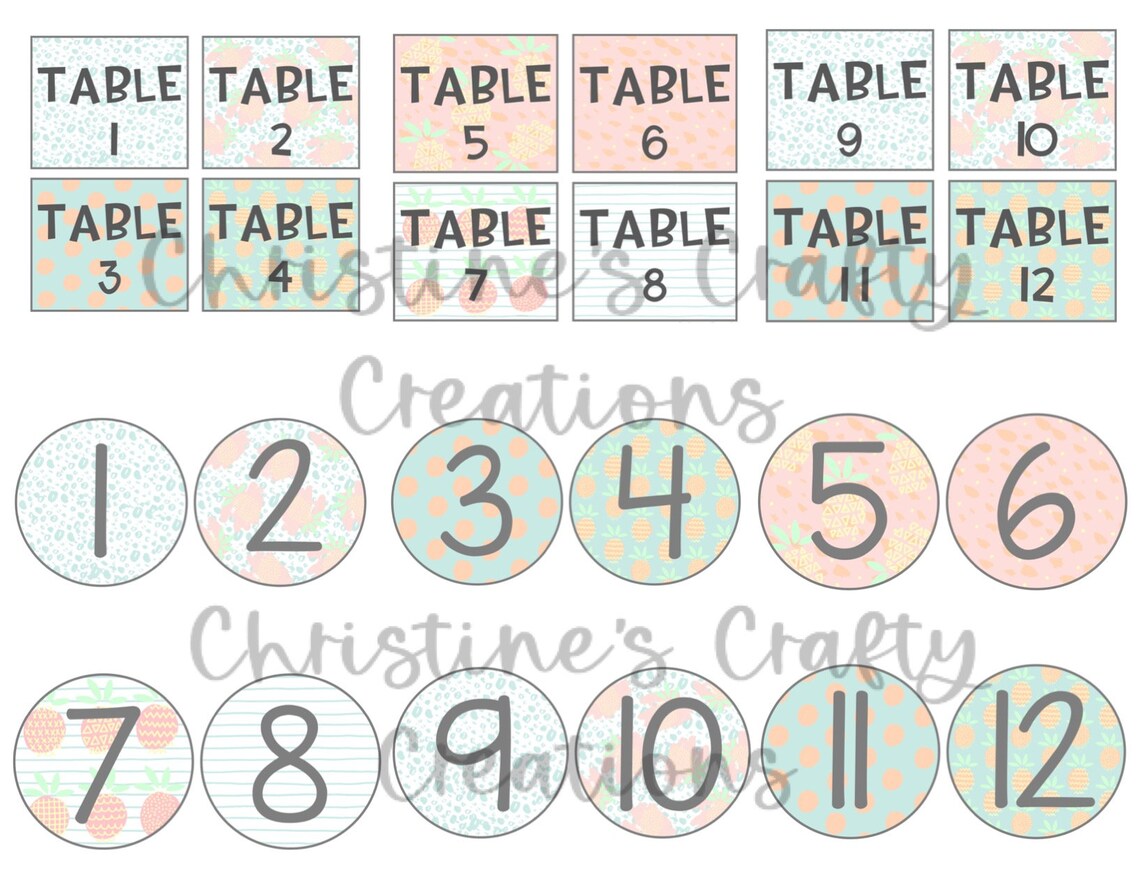 Pineapple Table and Cubby Numbers - Etsy