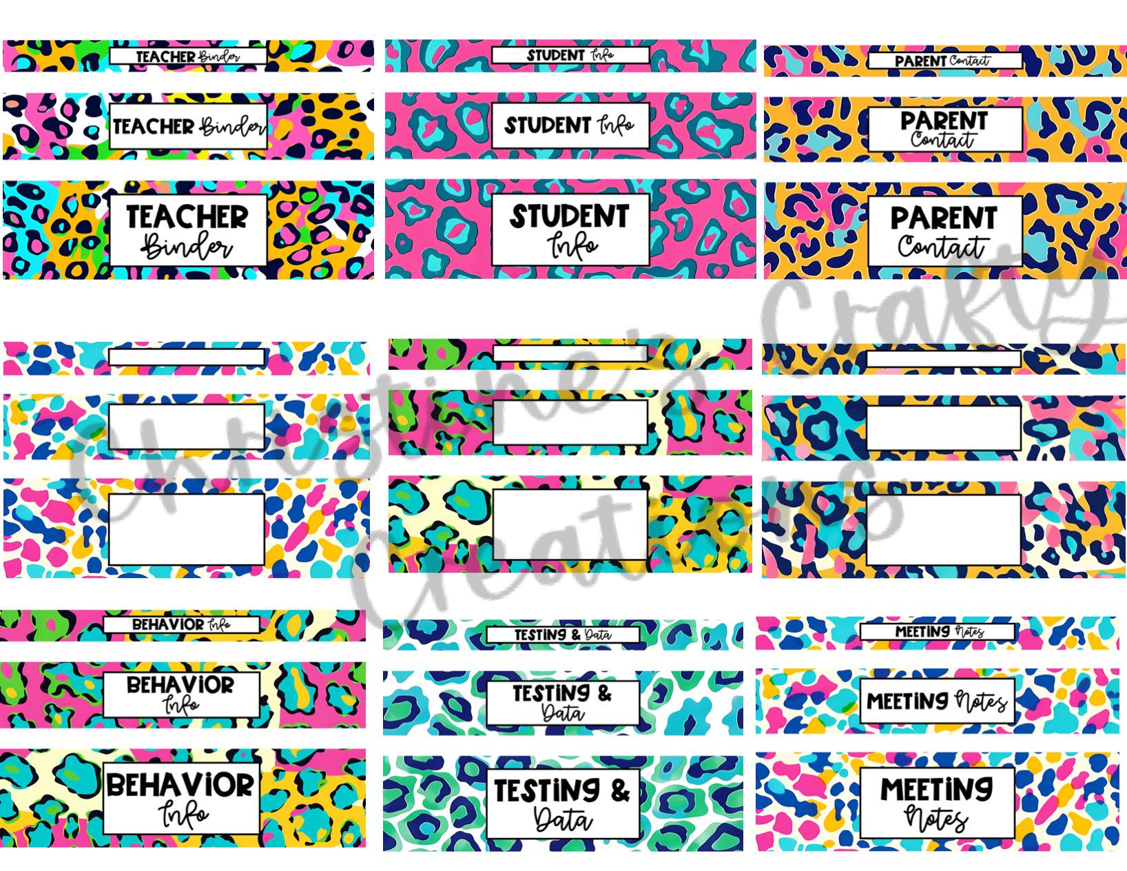 Rainbow Leopard Binder Covers and Spines L Editable - Etsy