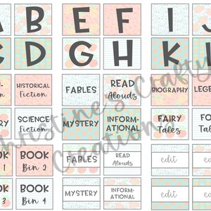 Pineapple Book Bin Labels L Editable - Etsy