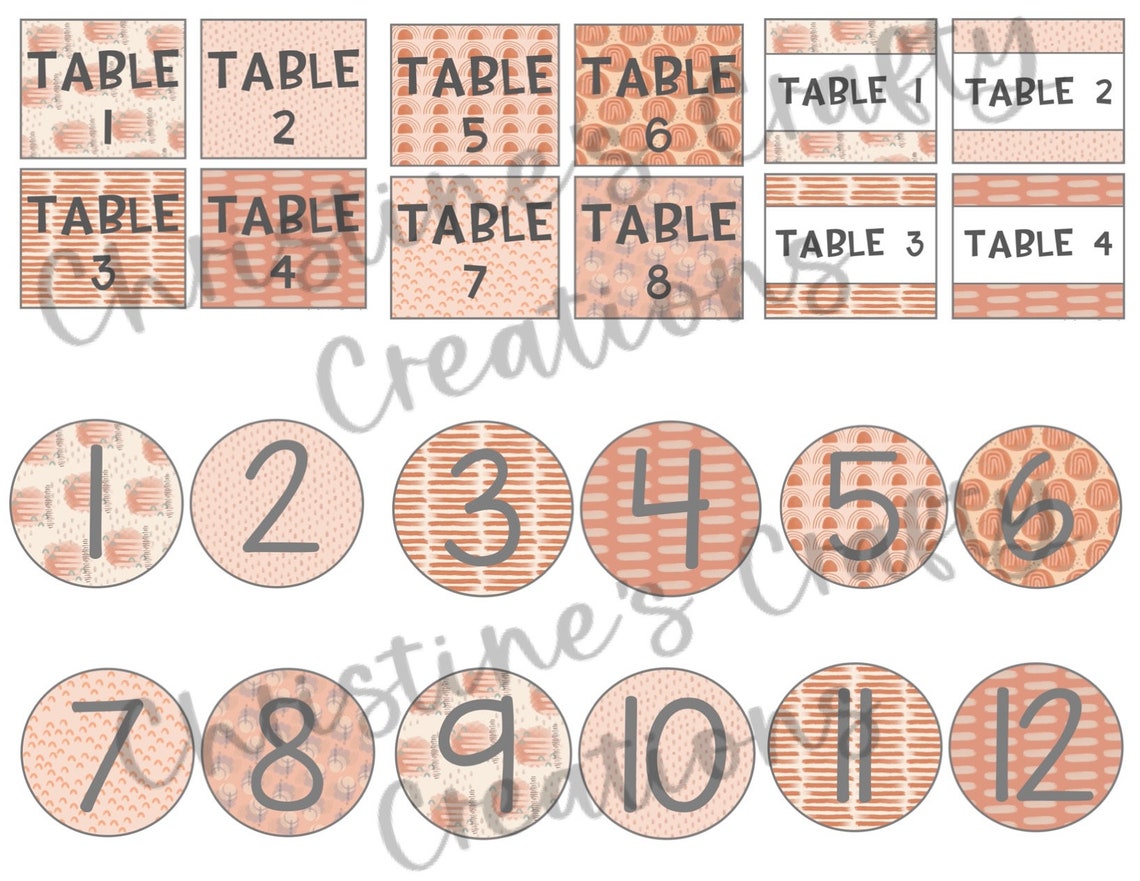 Rustic Boho Table and Cubby Numbers - Etsy