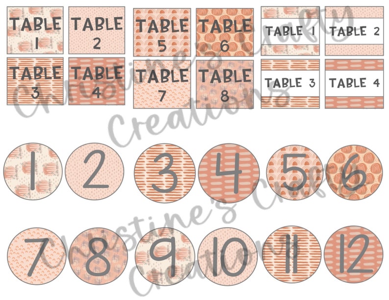 Rustic Boho Table and Cubby Numbers - Etsy