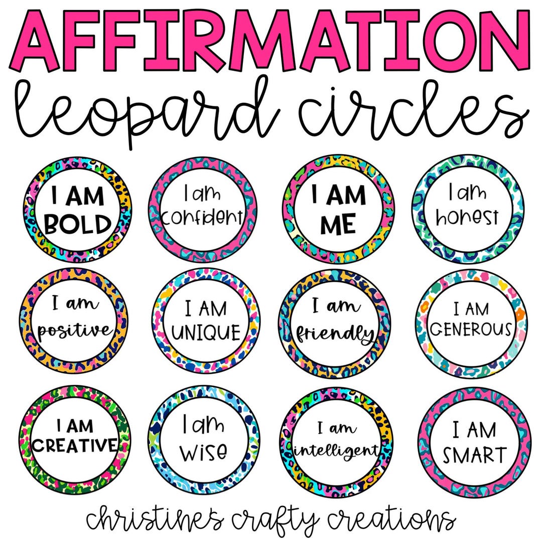 Rainbow Leopard Affirmation Circles L Affirmation Mirror - Etsy