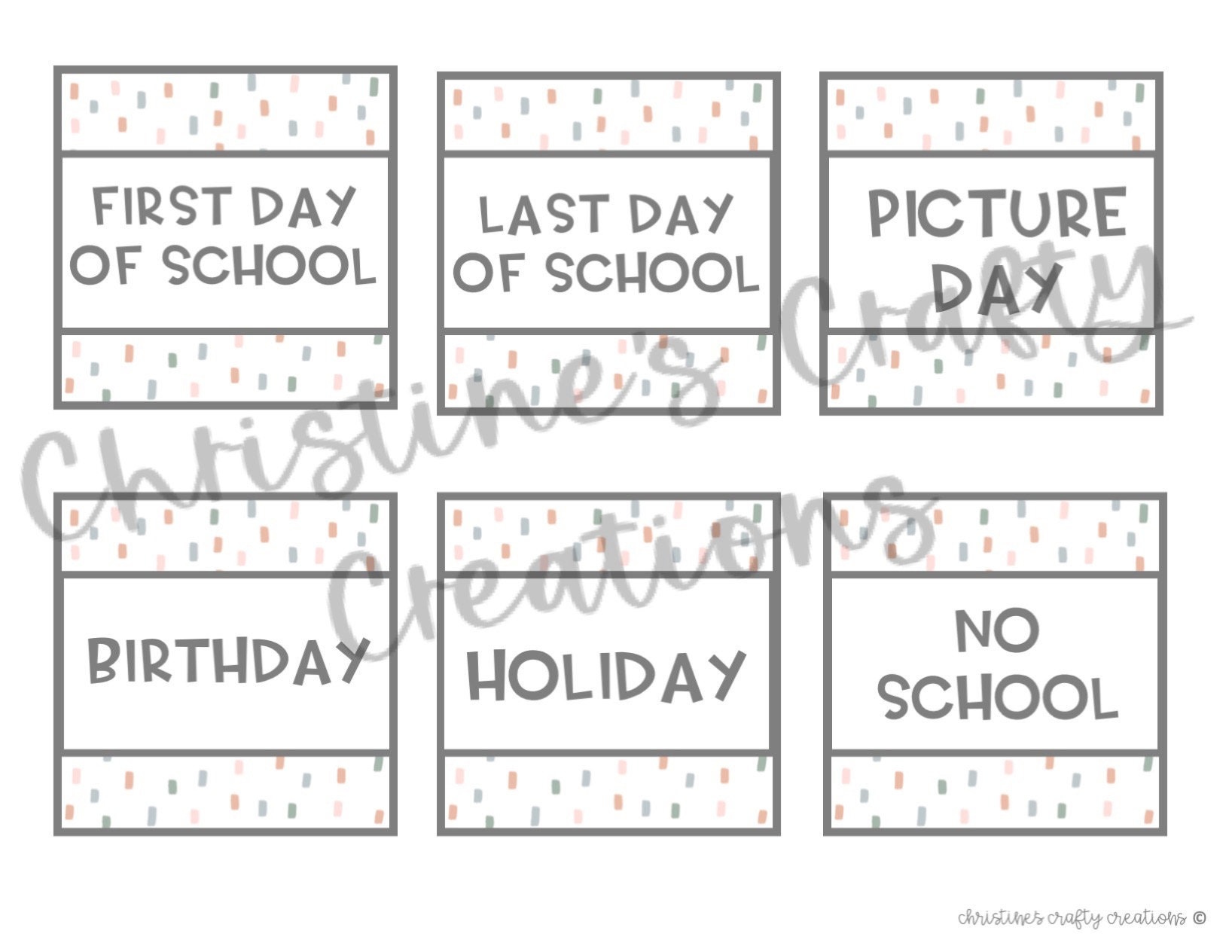 BOHO Calendar Labels L Editable - Etsy