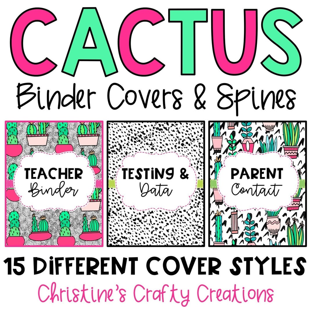 Cactus Binder Covers and Spines L Editable - Etsy