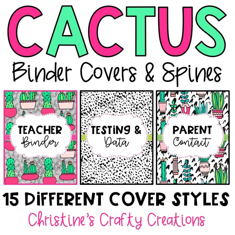 Cactus Binder Covers and Spines L Editable - Etsy