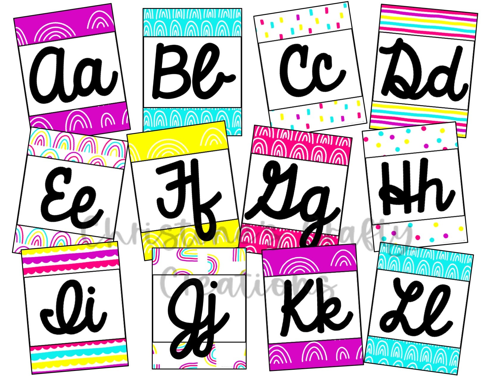 Bright Rainbow Boho Alphabet Posters - Etsy