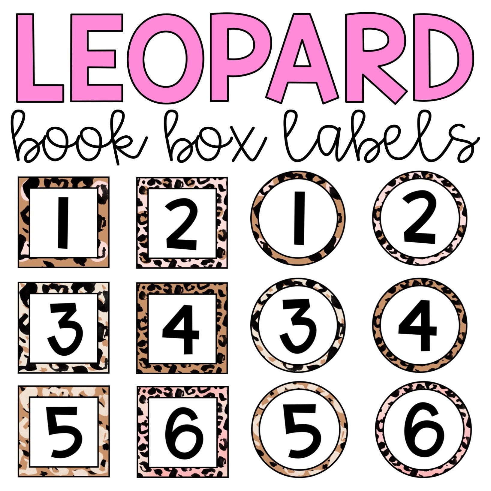 Leopard Book Box Labels L Editable - Etsy