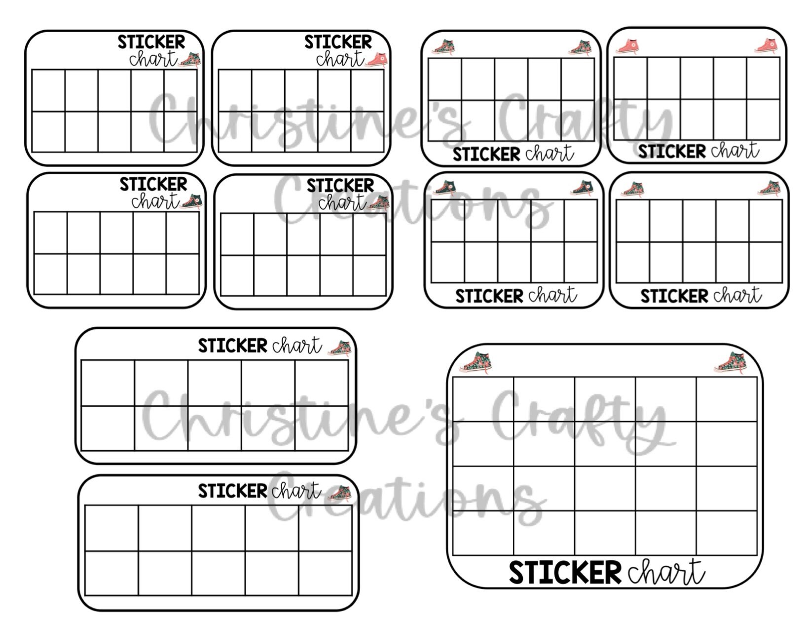 Preppy Dalmatian Sticker Charts L Editable - Etsy