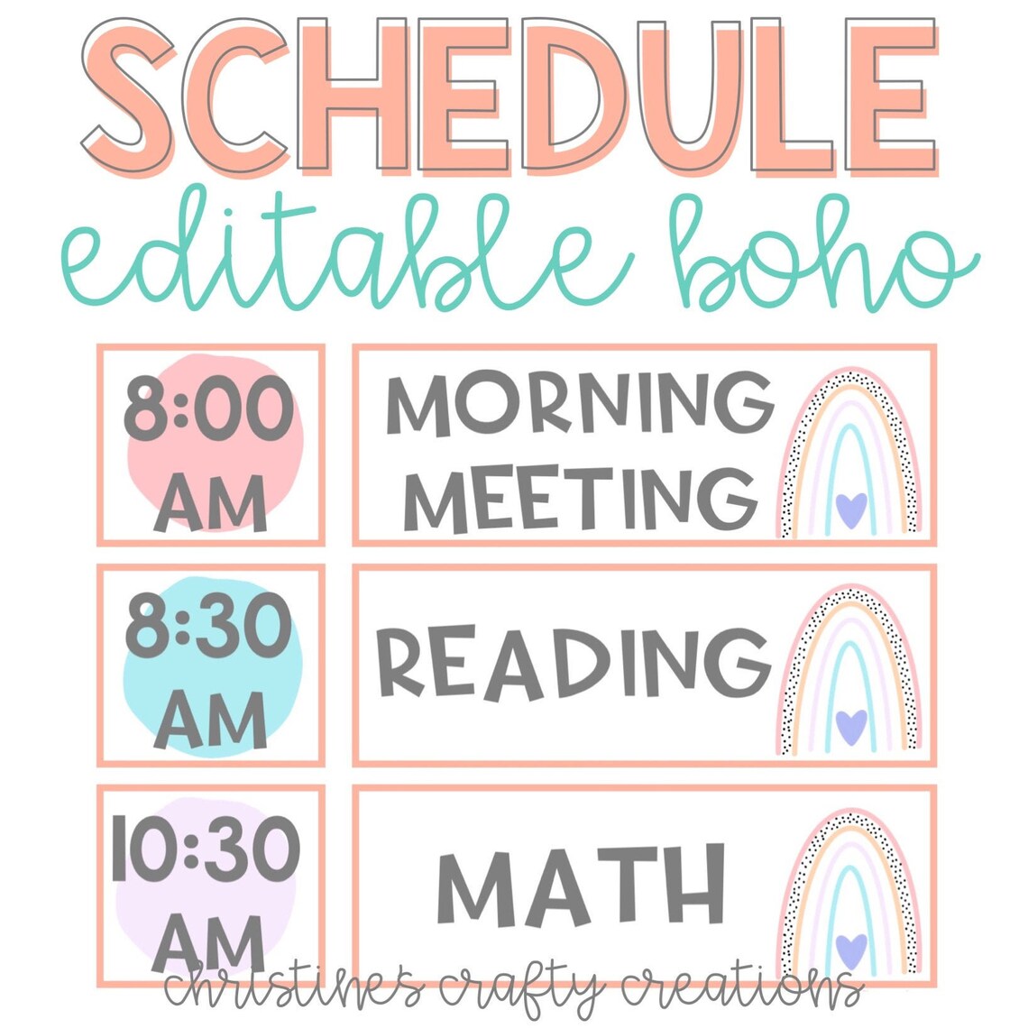 BOHO Daily Schedule L Editable - Etsy