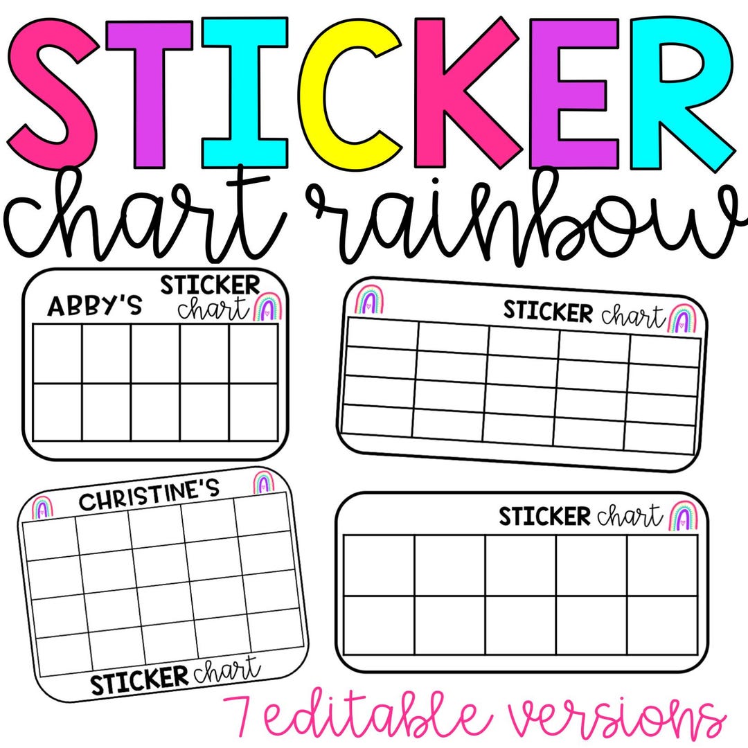 Bright Rainbow Sticker Charts L Editable - Etsy