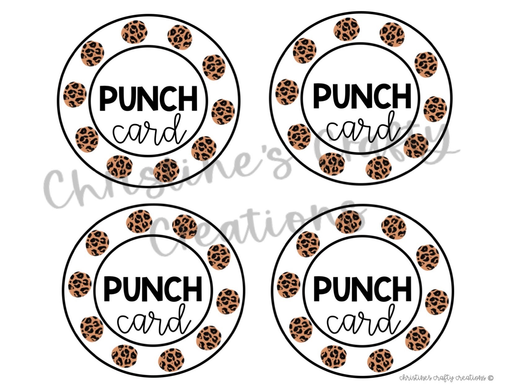 Leopard Punch Cards L Editable - Etsy