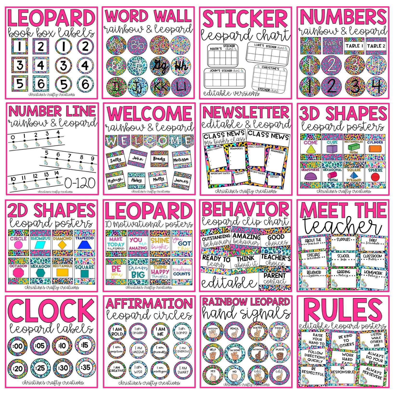 Rainbow Leopard Classroom Decor Mega Bundle - Etsy