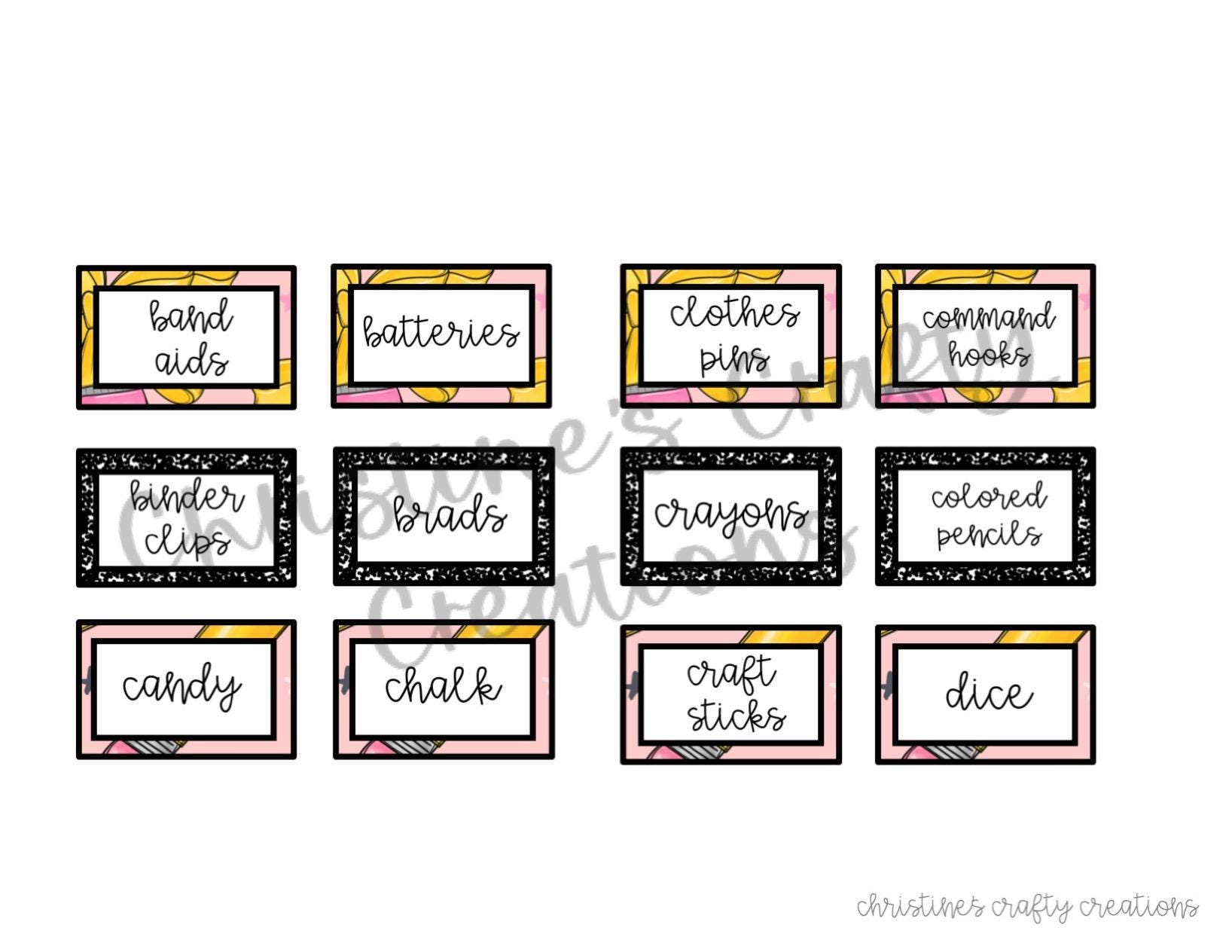Coquette Bows and Pencils Toolbox Labels L Editable - Etsy