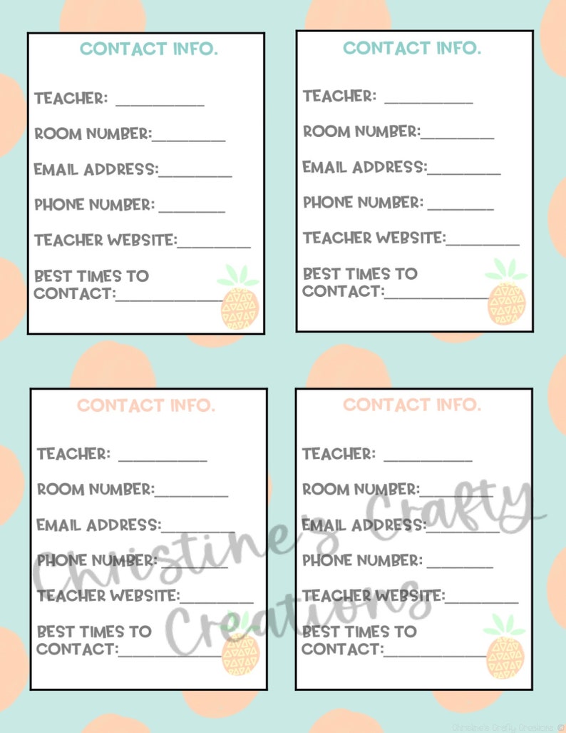 Pineapple Meet the Teacher Night L Editable Forms and - Etsy