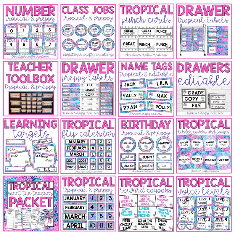 Preppy and Tropical Classroom Decor Mega Bundle - Etsy