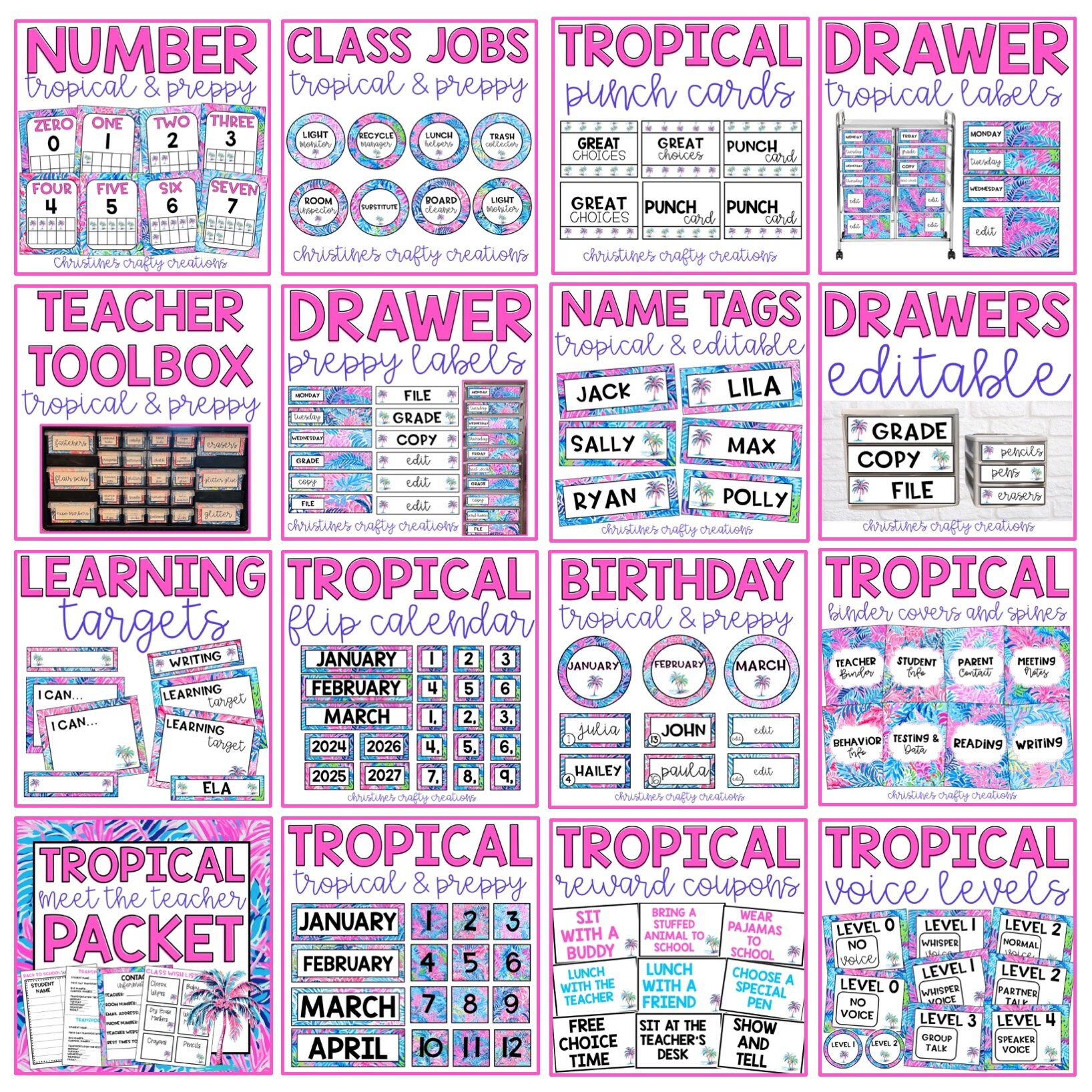 Preppy and Tropical Classroom Decor Mega Bundle - Etsy