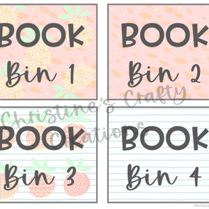 Pineapple Book Bin Labels L Editable - Etsy