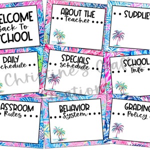 Preppy and Tropical Meet the Teacher Powerpoint L Editable - Etsy