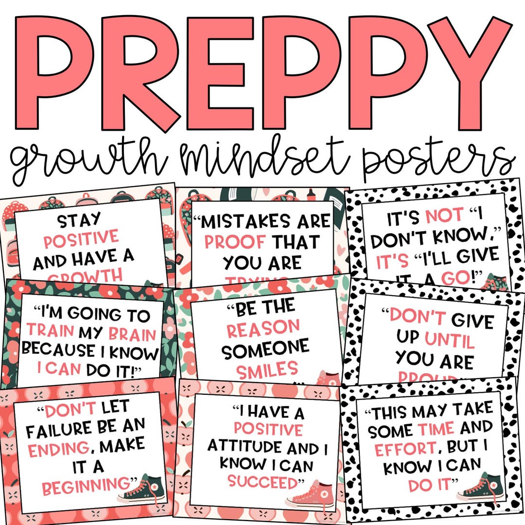 Preppy Dalmatian Growth Mindset Posters - Etsy