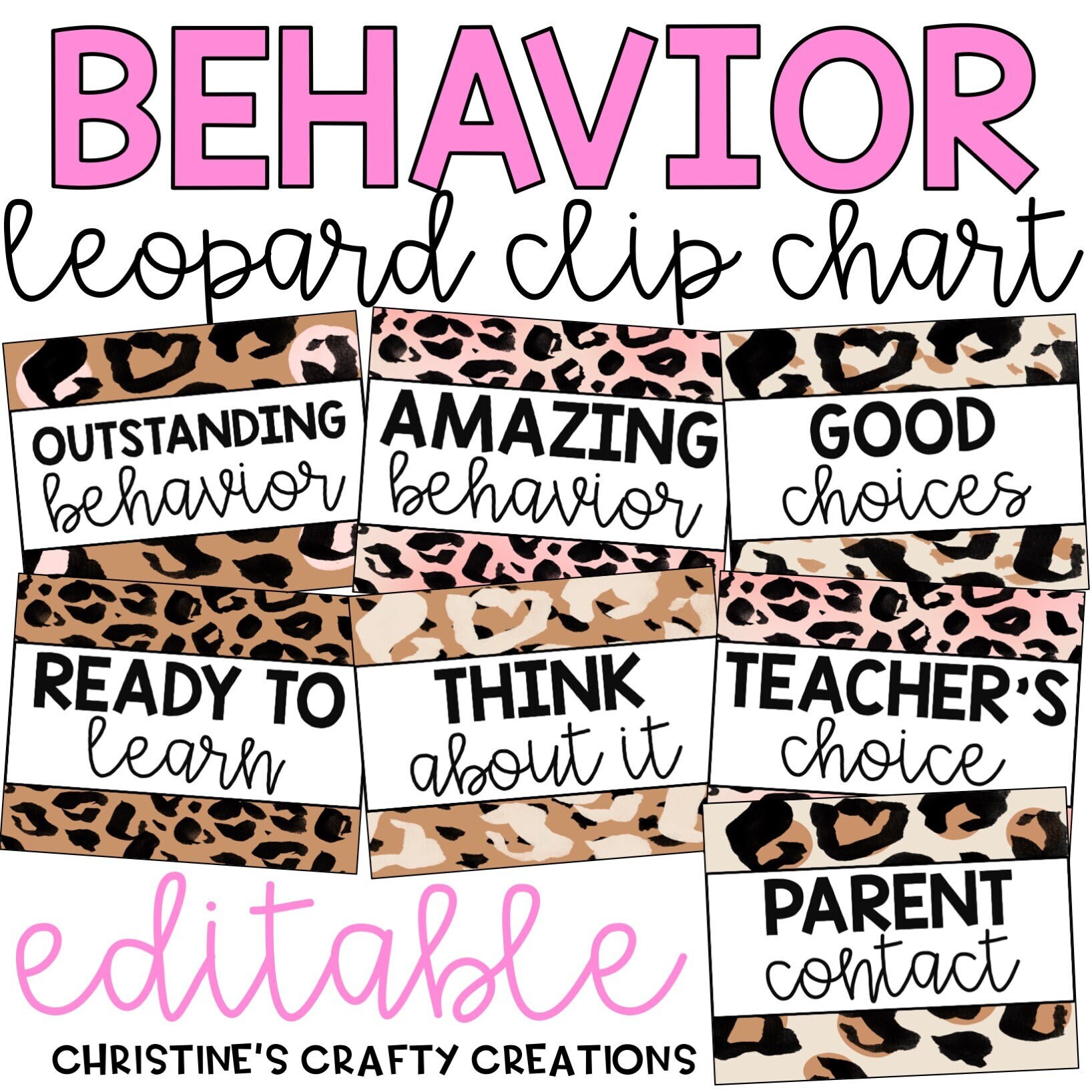 Leopard Behavior Chart L Editable Clip Chart - Etsy