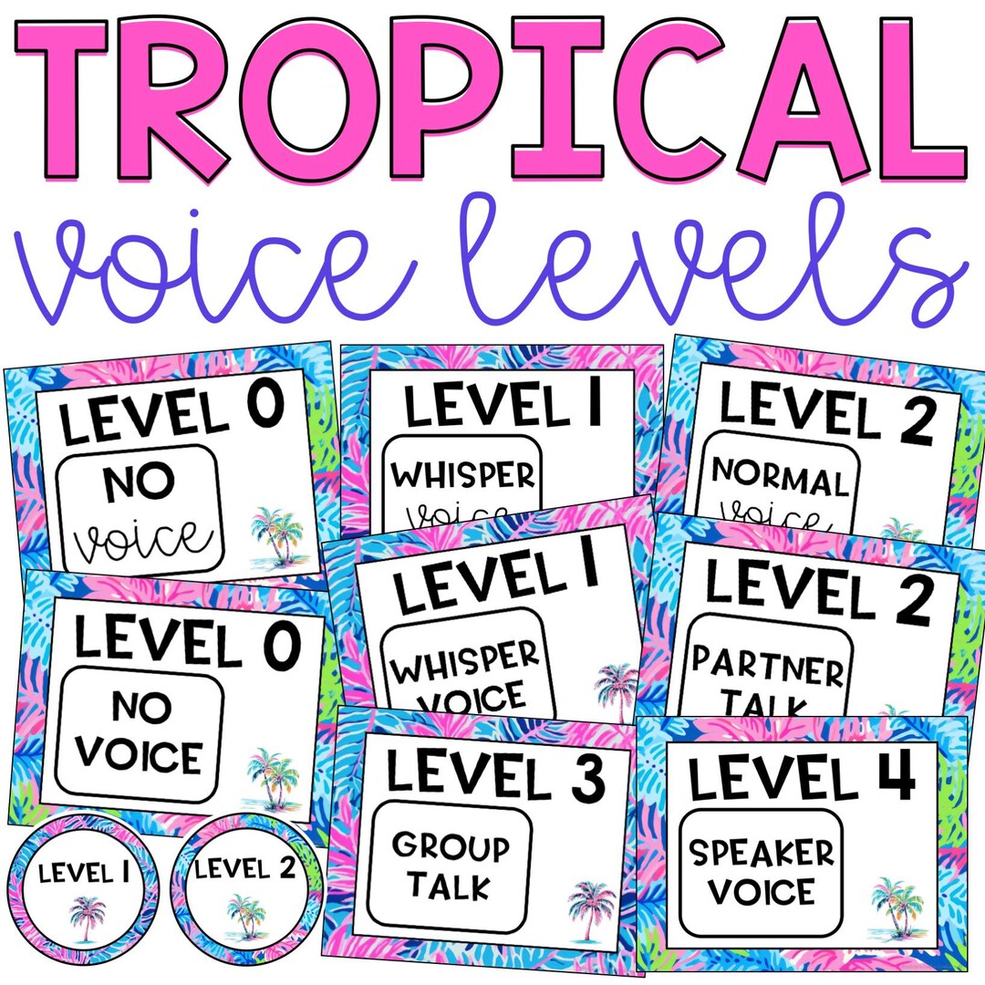 Preppy and Tropical Voice Level Posters L Editable - Etsy
