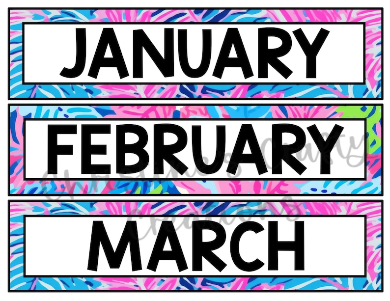 Preppy and Tropical Flip Calendar L Editable - Etsy