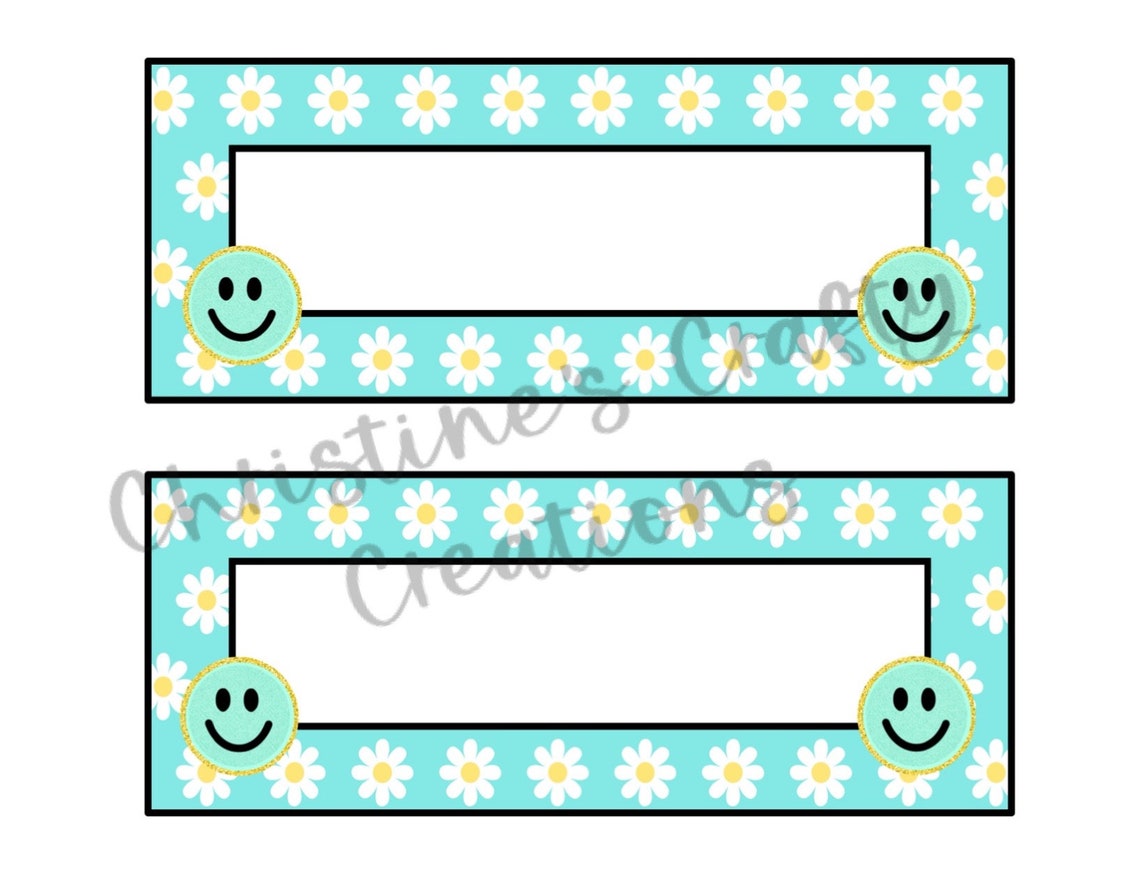 Retro Daisy Name Tags L Editable - Etsy