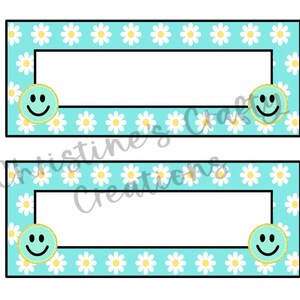 Retro Daisy Name Tags L Editable - Etsy