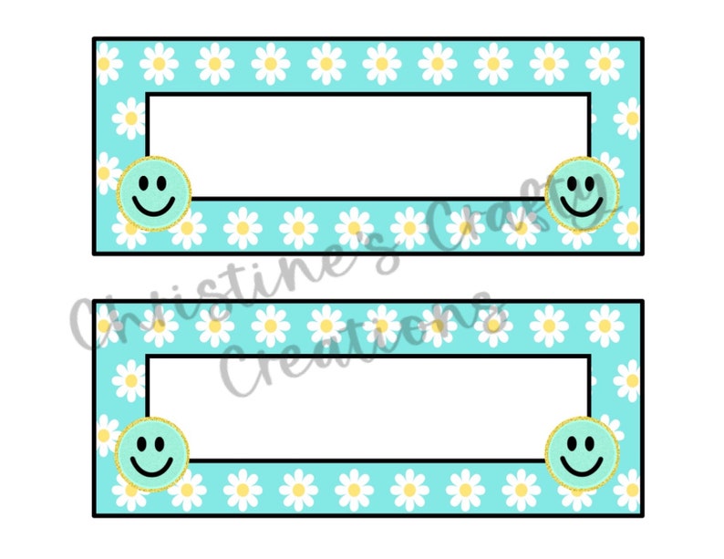 Retro Daisy Name Tags L Editable - Etsy