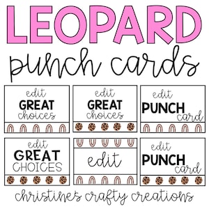 Leopard Punch Cards L Editable - Etsy