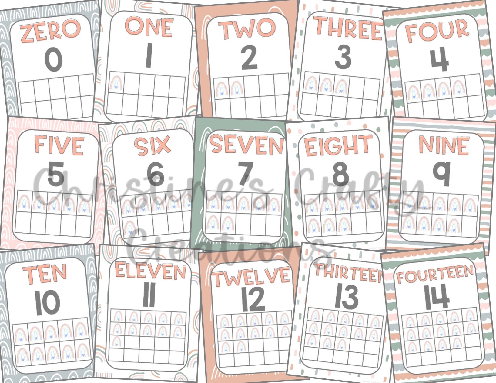 BOHO Number Posters 0-20 - Etsy