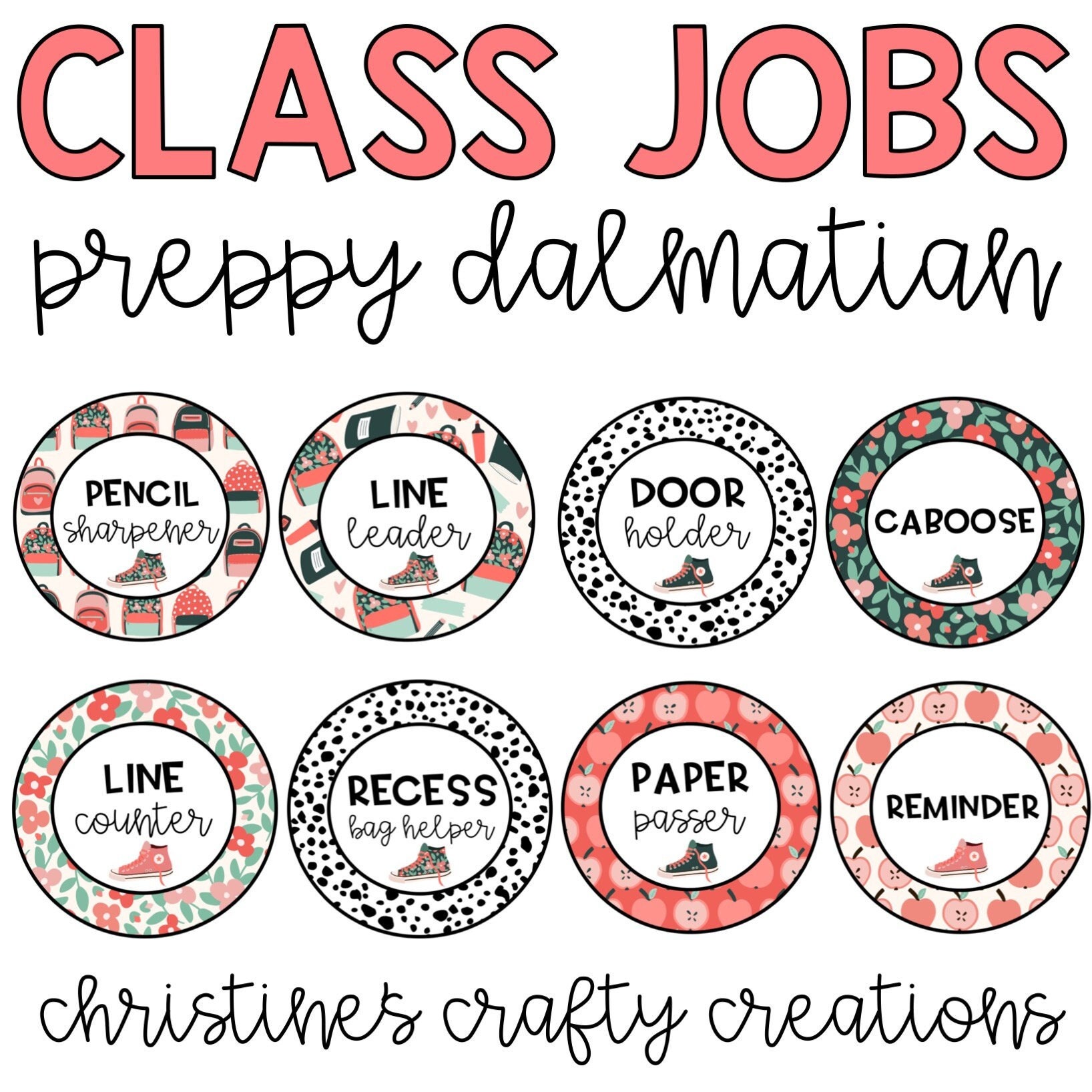 Preppy Dalmatian Class Jobs L Editable - Etsy
