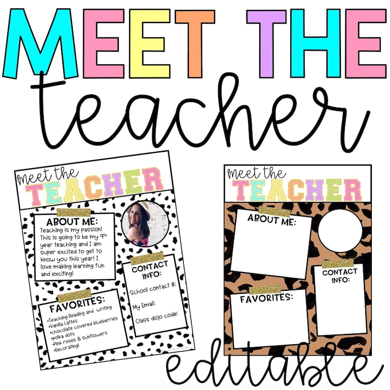 Groovy Leopard and Dalmatian Meet the Teacher Page L Editable - Etsy