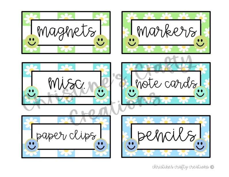 Retro Daisy Toolbox Labels L Editable - Etsy