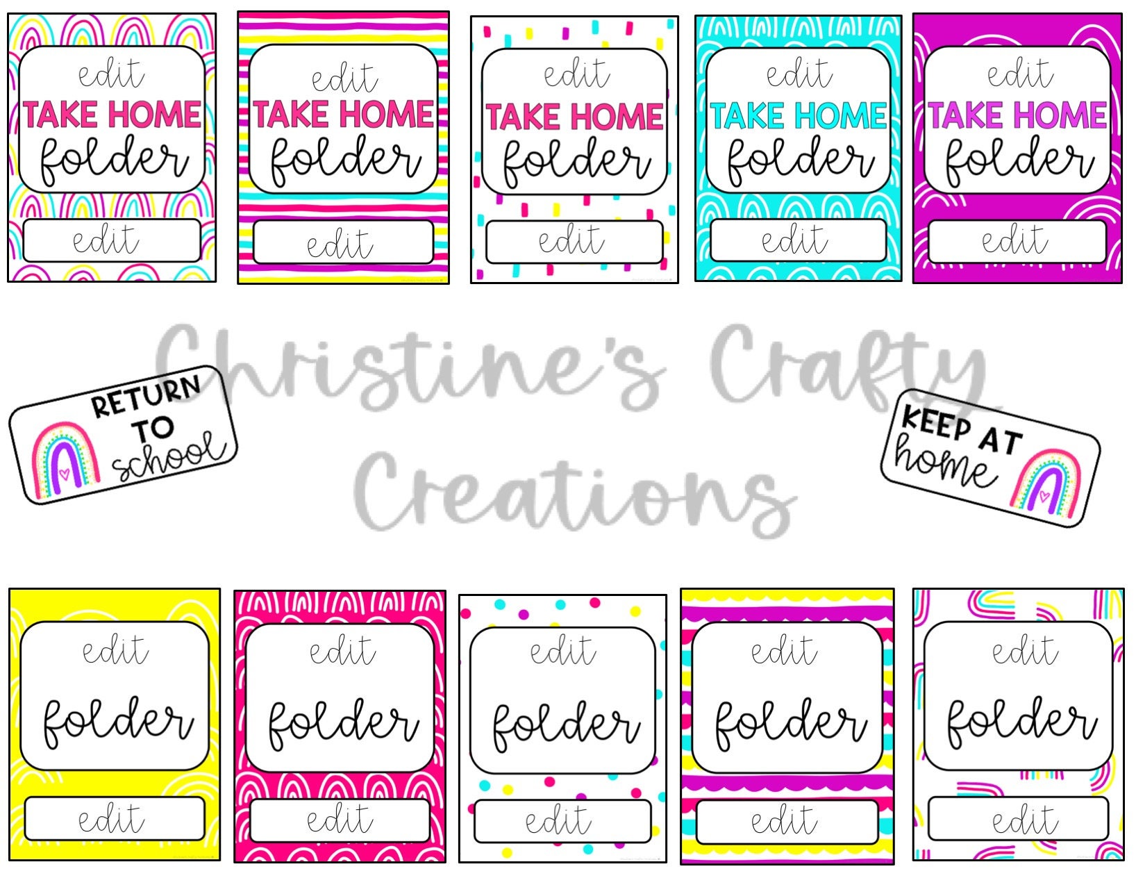 Bright Rainbow Boho Student Folder Covers L Editable - Etsy