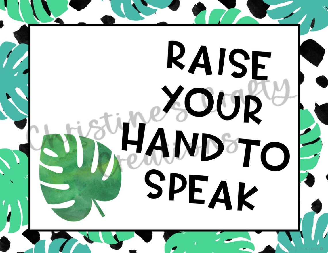 Tropical Leaves Classroom Rules Posters L Editable - Etsy
