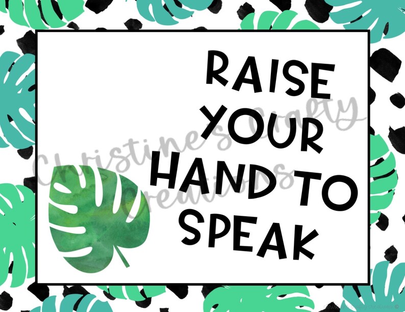 Tropical Leaves Classroom Rules Posters L Editable - Etsy