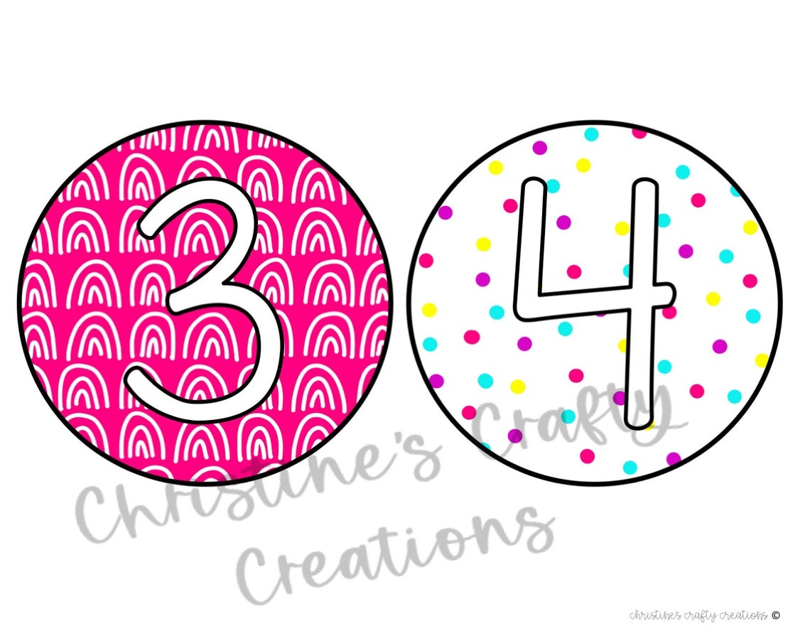 Bright Rainbow Boho Table and Cubby Numbers - Etsy