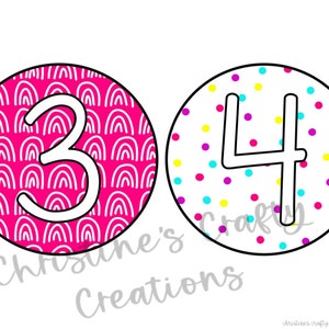 Bright Rainbow Boho Table and Cubby Numbers - Etsy