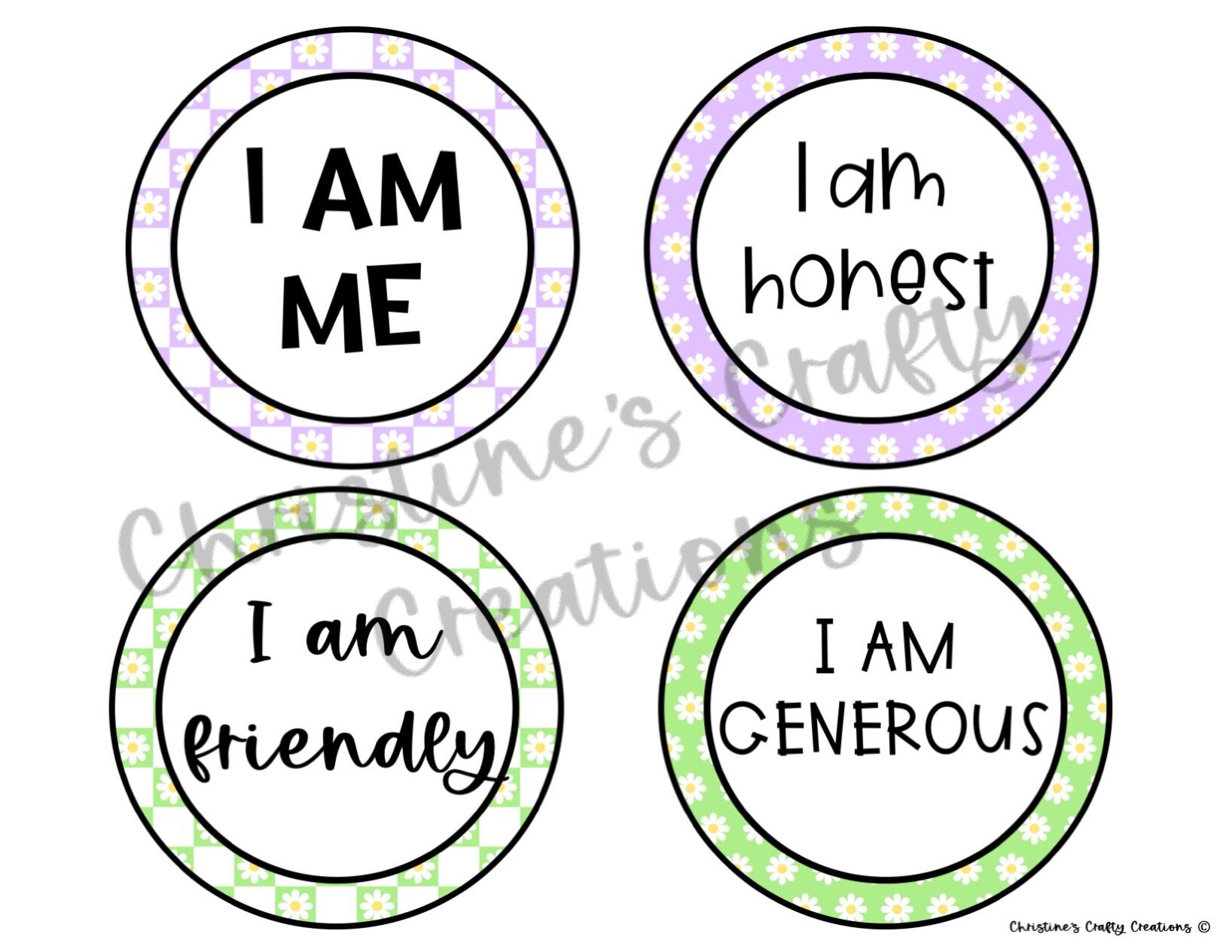 Retro Daisy Affirmation Circles L Affirmation Mirror - Etsy